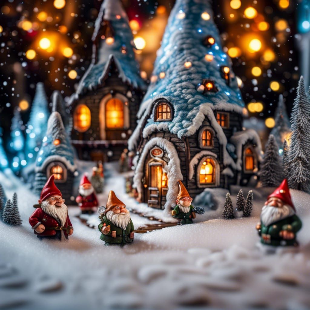 Amazing sparkling gnomes winter village - AI Generated Artwork ...