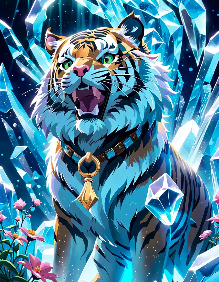 Ice Sculpture of a tiger Studio Ghibli, Anime Key Visual, by Makoto ...