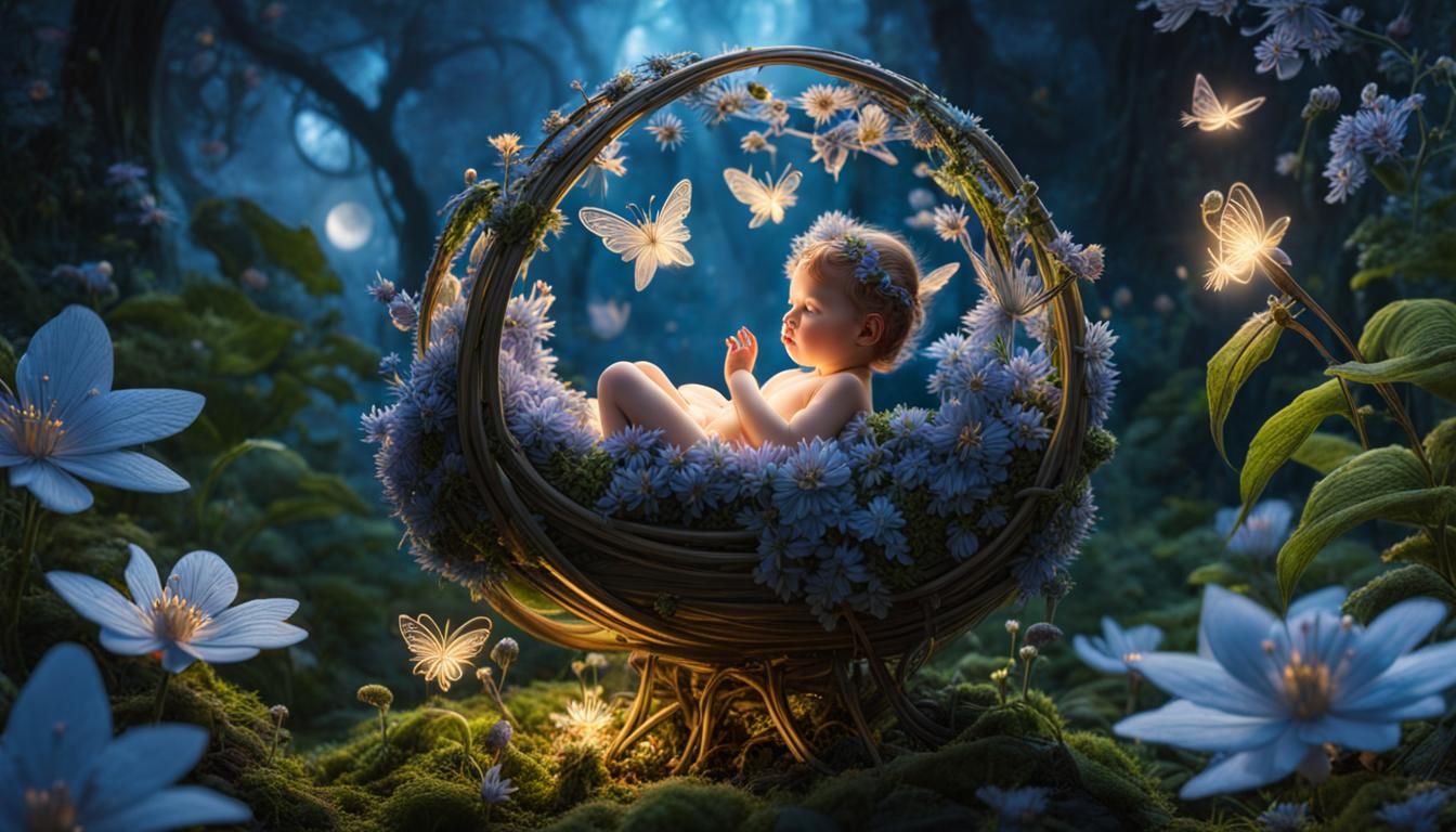 Flower Bed for Fairy Babies - AI Generated Artwork - NightCafe Creator
