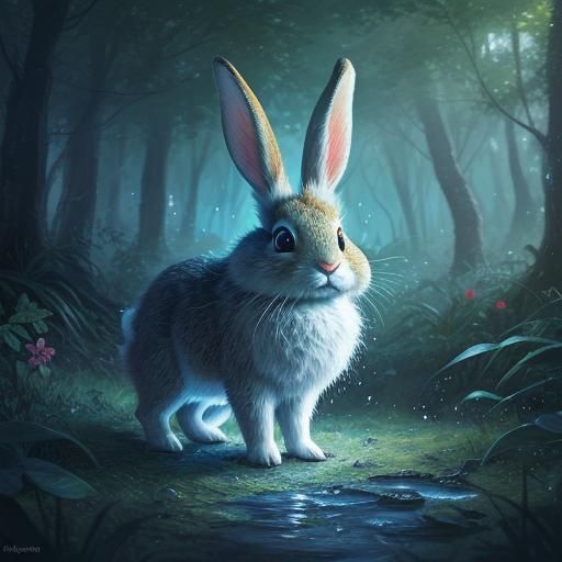 Rabbit in a magical forest - AI Generated Artwork - NightCafe Creator