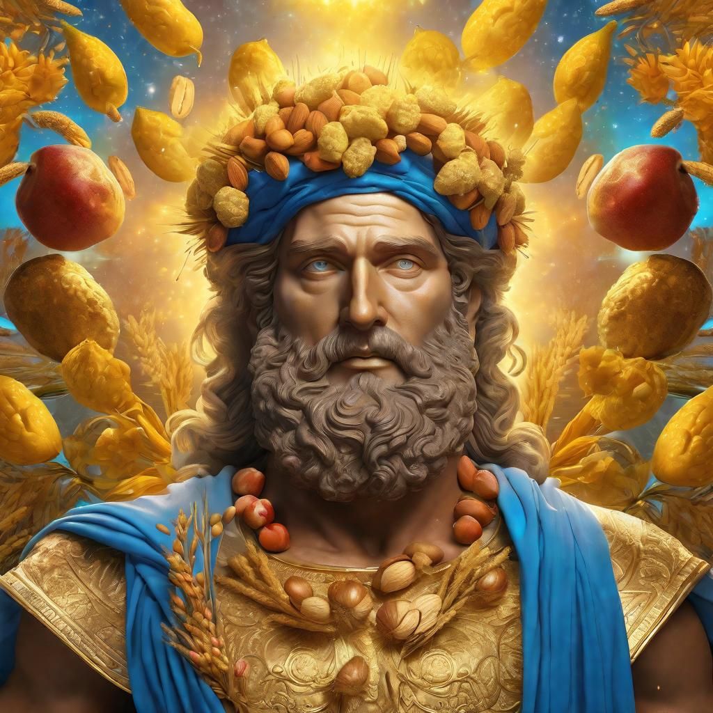 The God of Wealth Plutus - Greek god holding a cornucopia full of gold ...