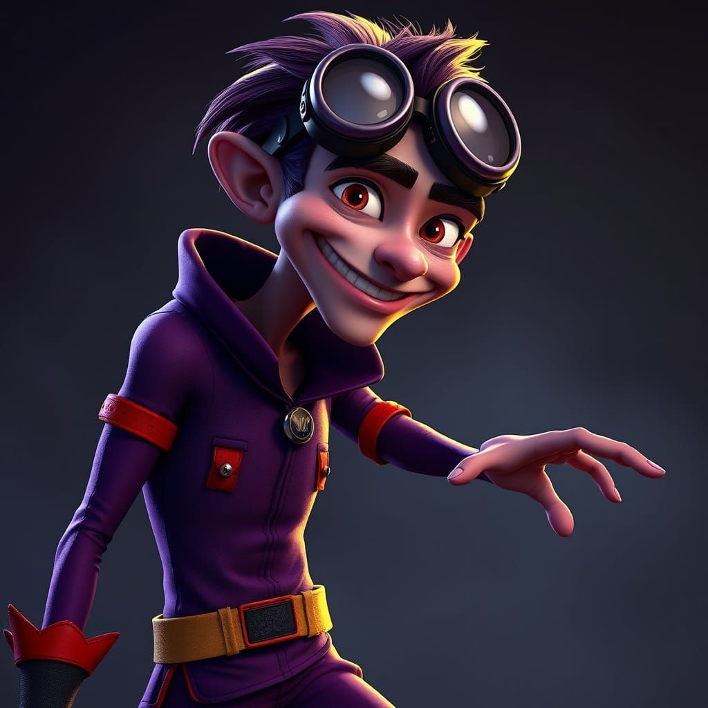 Vibrant Cartoon Character in Whimsical Pose - AI Art