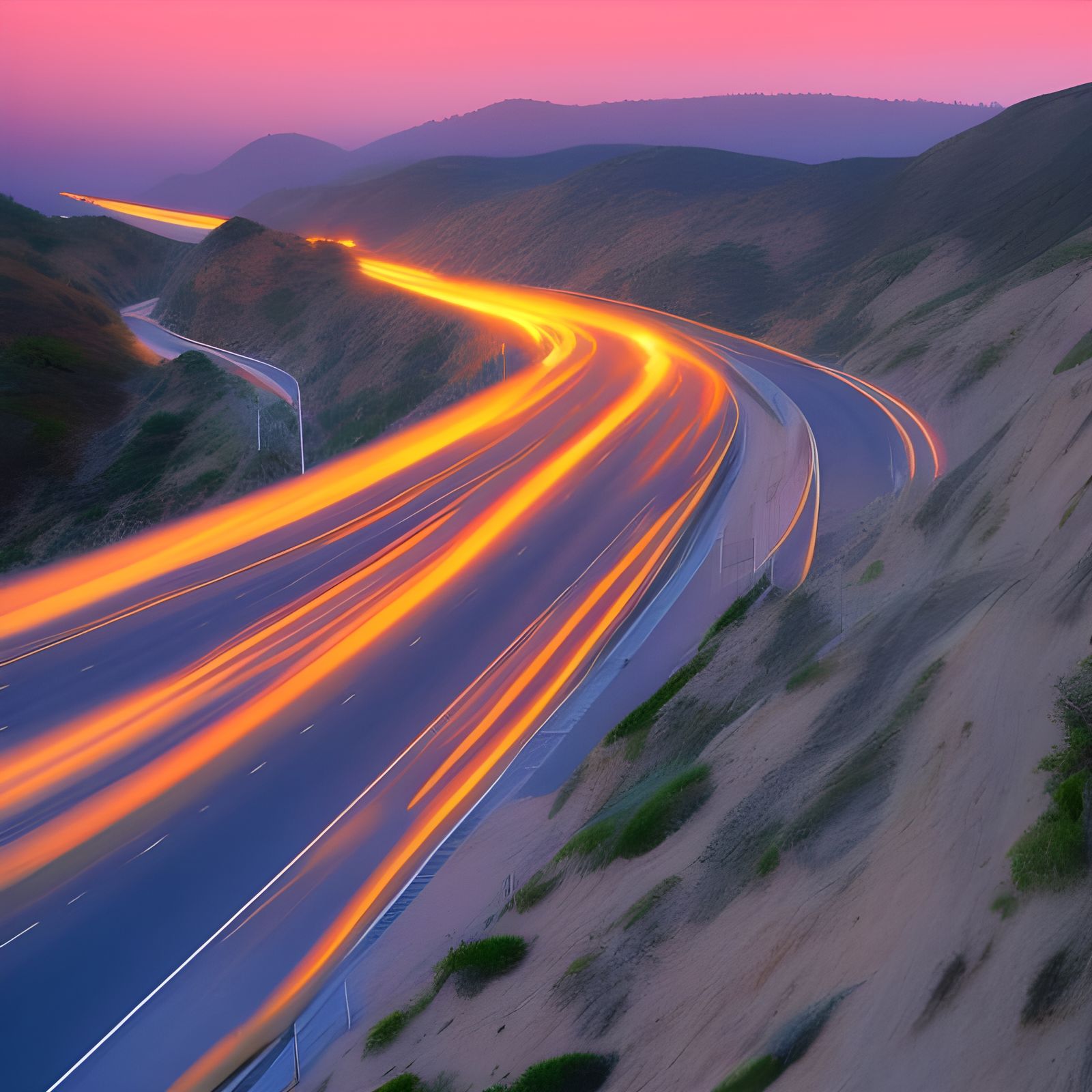 California highway at night - AI Generated Artwork - NightCafe Creator