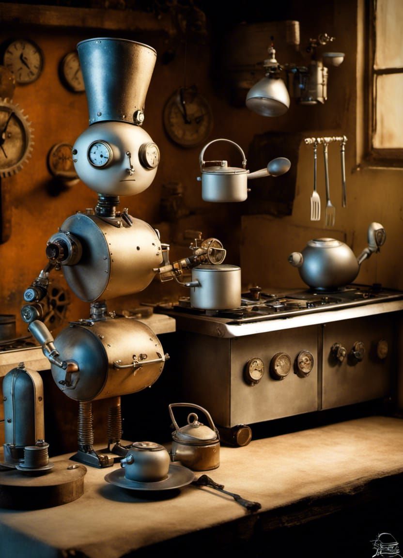 figurative automata;old kitchen appliances upcycled into steam-driven ...