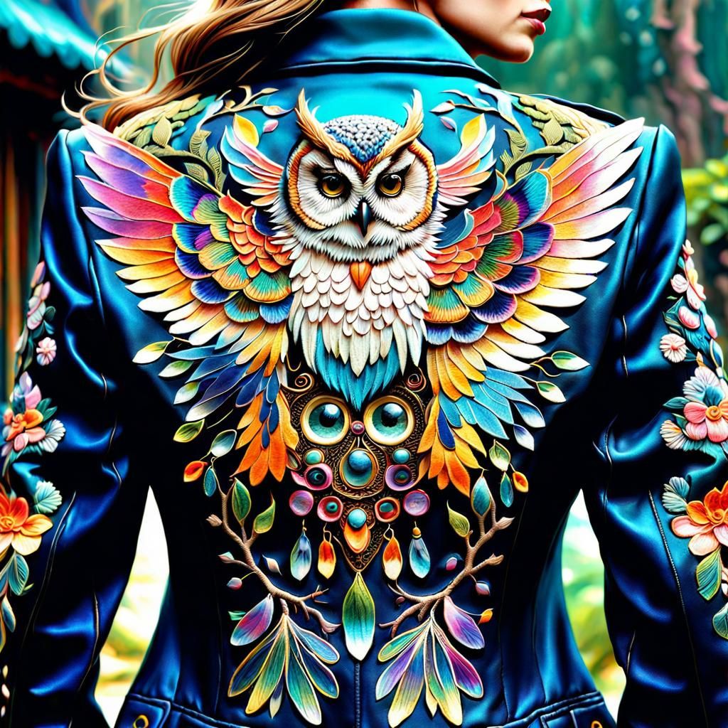 Embroidered Owl Jacket, royal blue - AI Generated Artwork - NightCafe ...