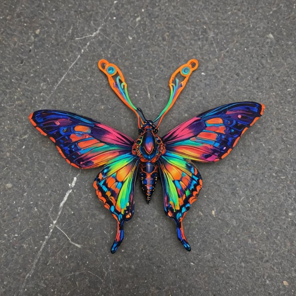 Alien Butterfly and Moth hybrid. Rainbow Neon colors - AI Generated ...