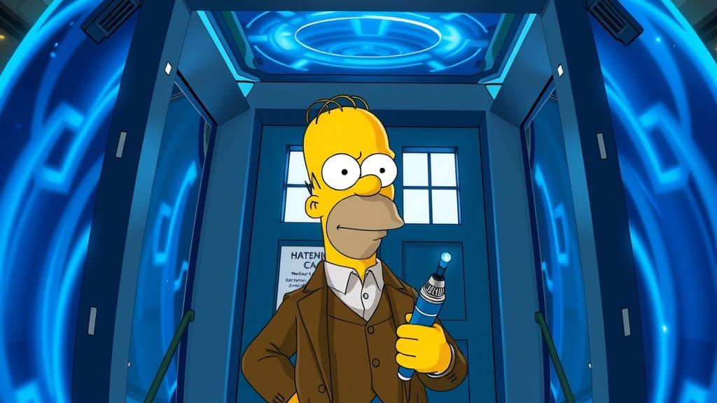Homer Simpson as Doctor Who in Futuristic Scene - AI Art