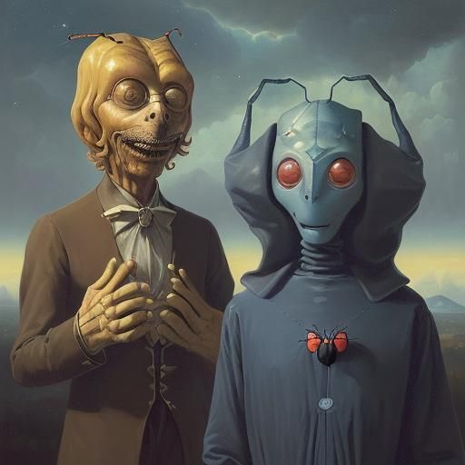 Strange man meeting a bug - AI Generated Artwork - NightCafe Creator