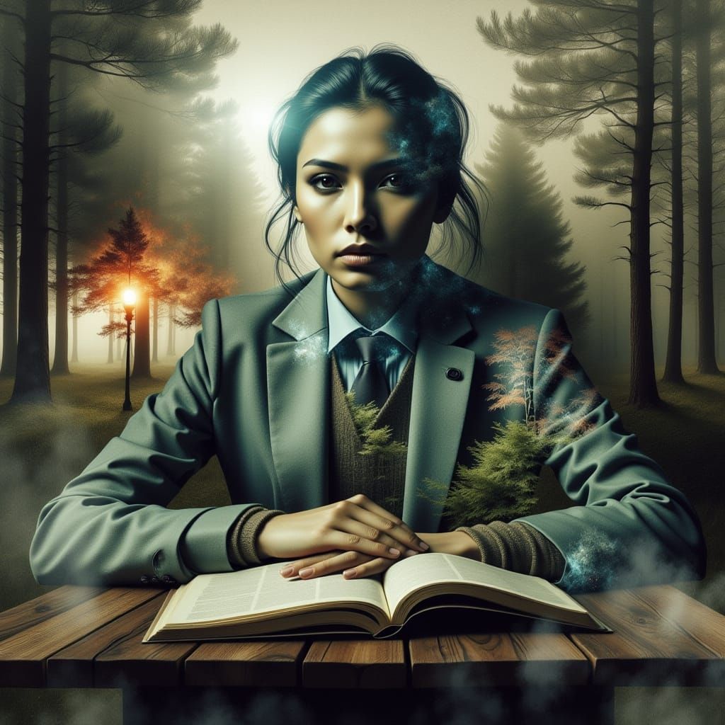 Scientist in Action Amidst Smoky Lithography - AI Art