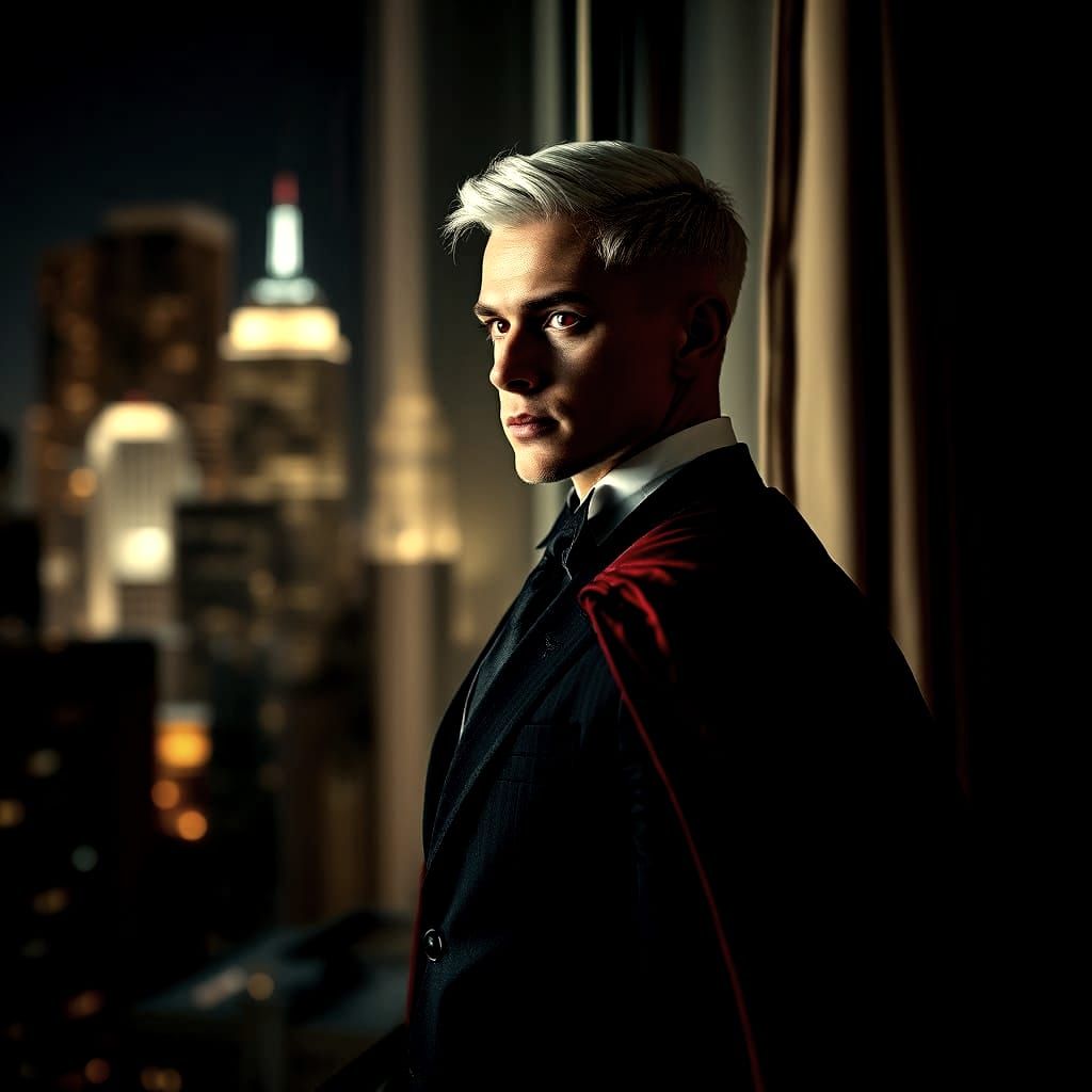 Superhero in the Night - Superhero Overlooking City at Night