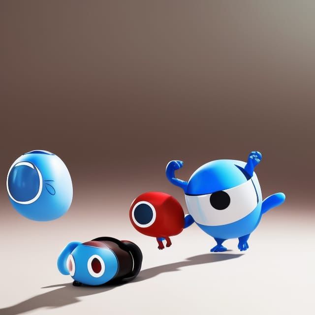 A bean shaped creature with cylinder legs that are all red with a red ...