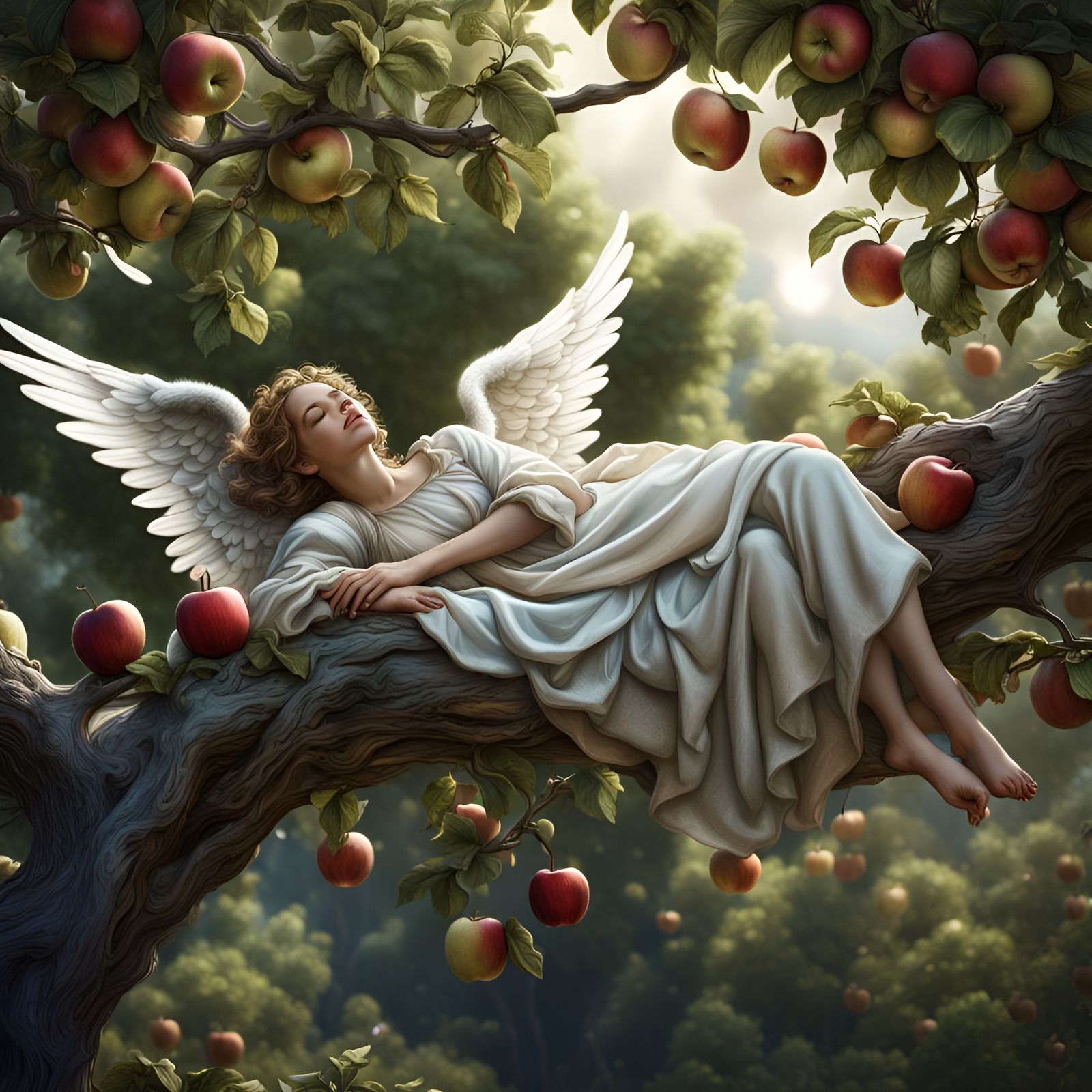 An angel, dreaming for the first time in the garden of a(the)poet - AI ...