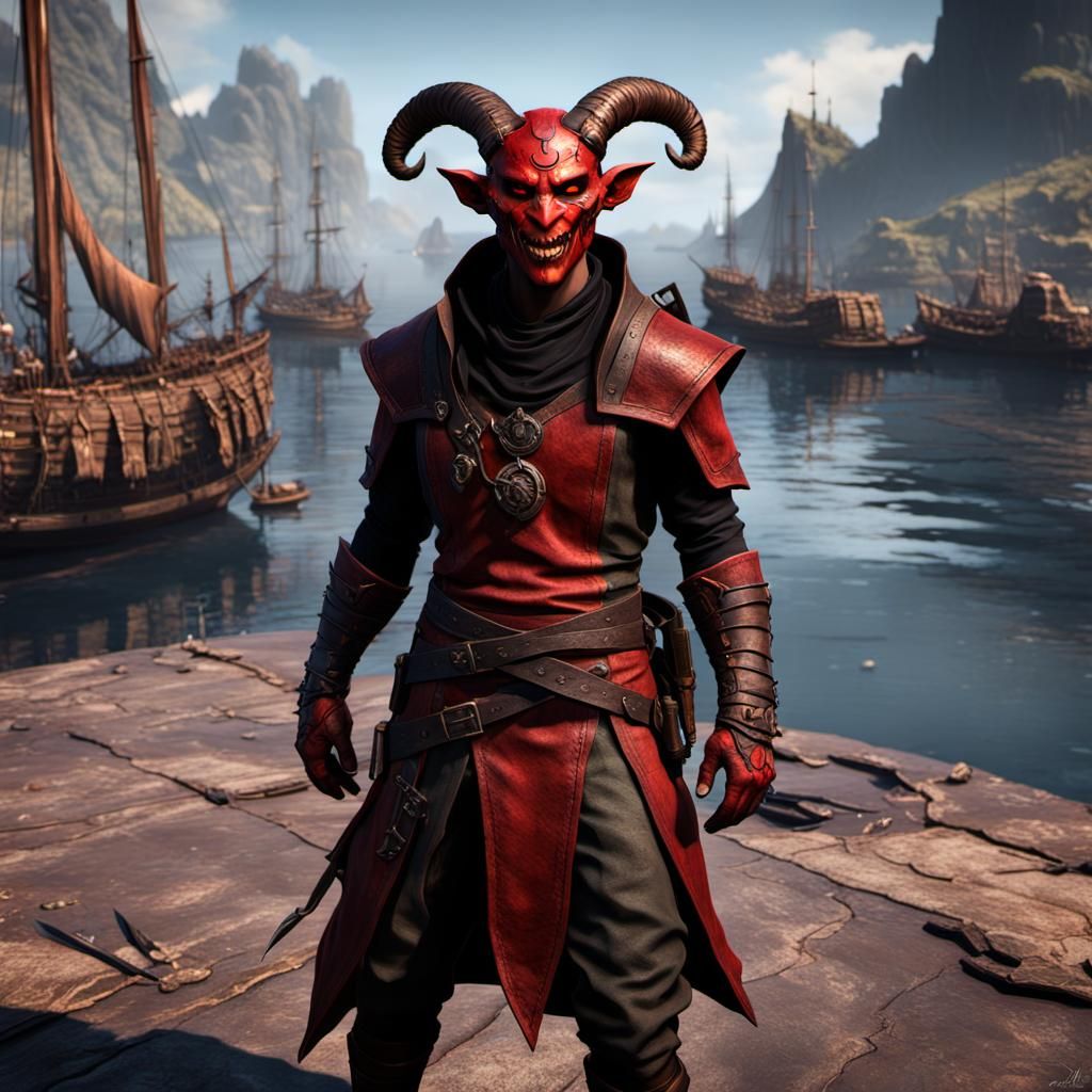 terrifying red tiefling - AI Generated Artwork - NightCafe Creator