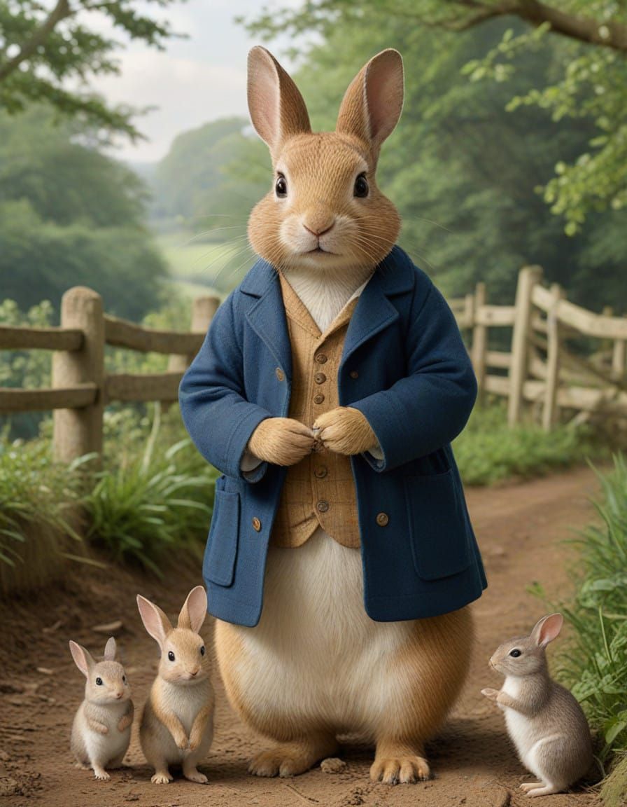 In the style of Beatrix Potter - Whimsical Woodland Creature...