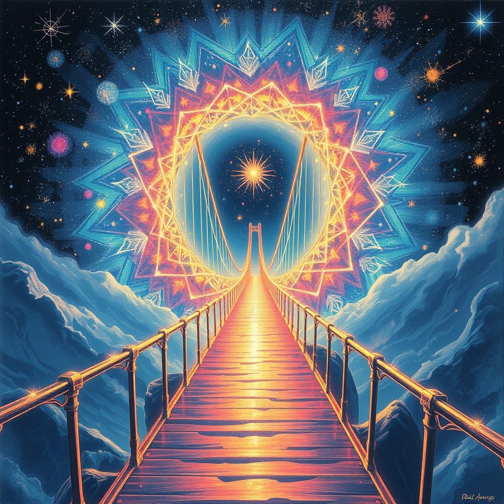 bridge - Cosmic Bridge in Holographic Astral Style