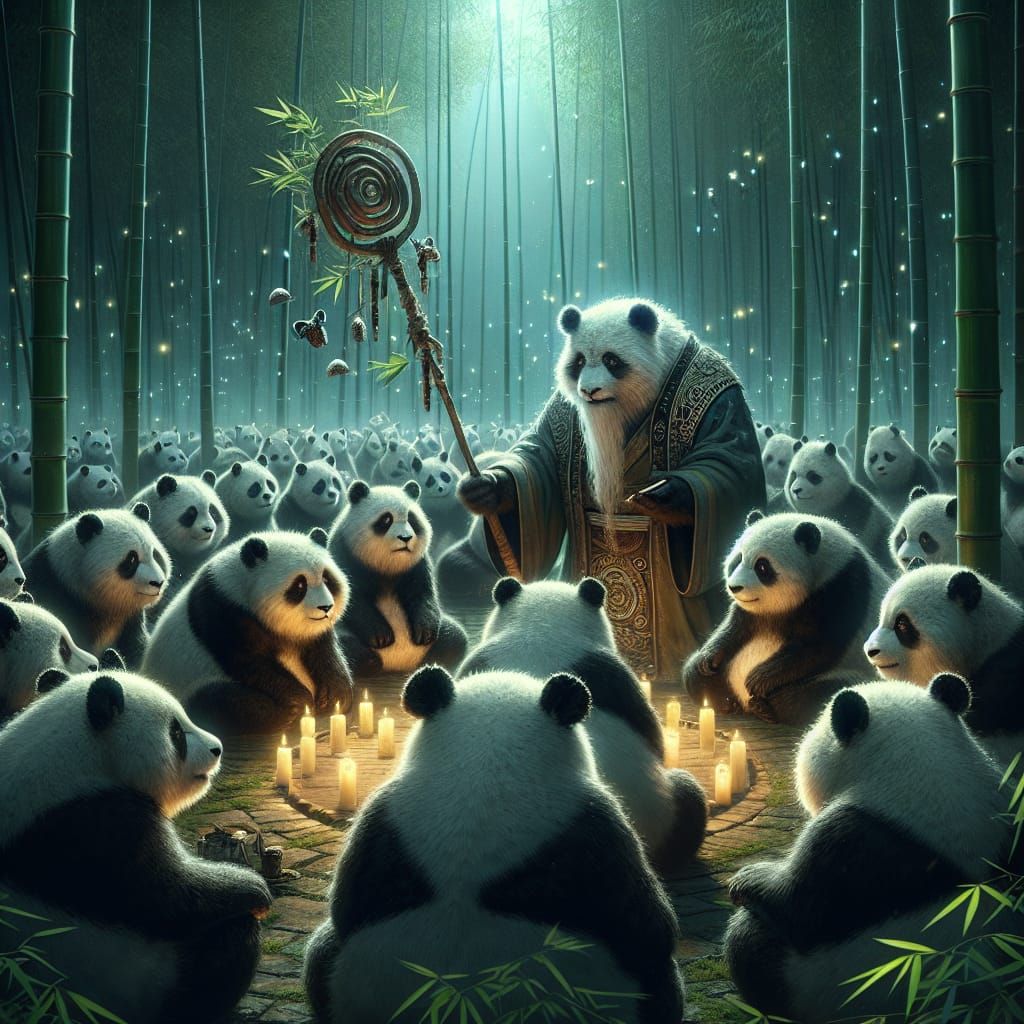 Ancient panda ritual - AI Generated Artwork - NightCafe Creator