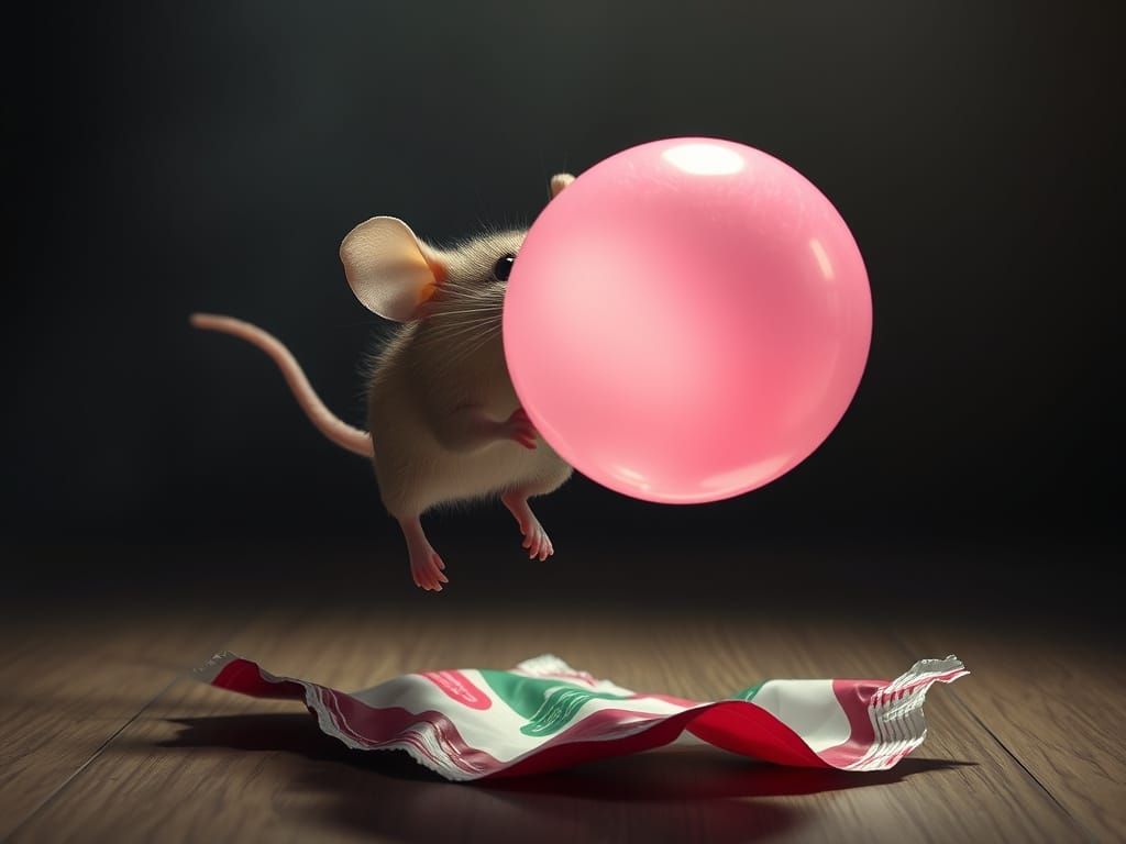 Mouse with bubble gum - Mouse with bubble gum