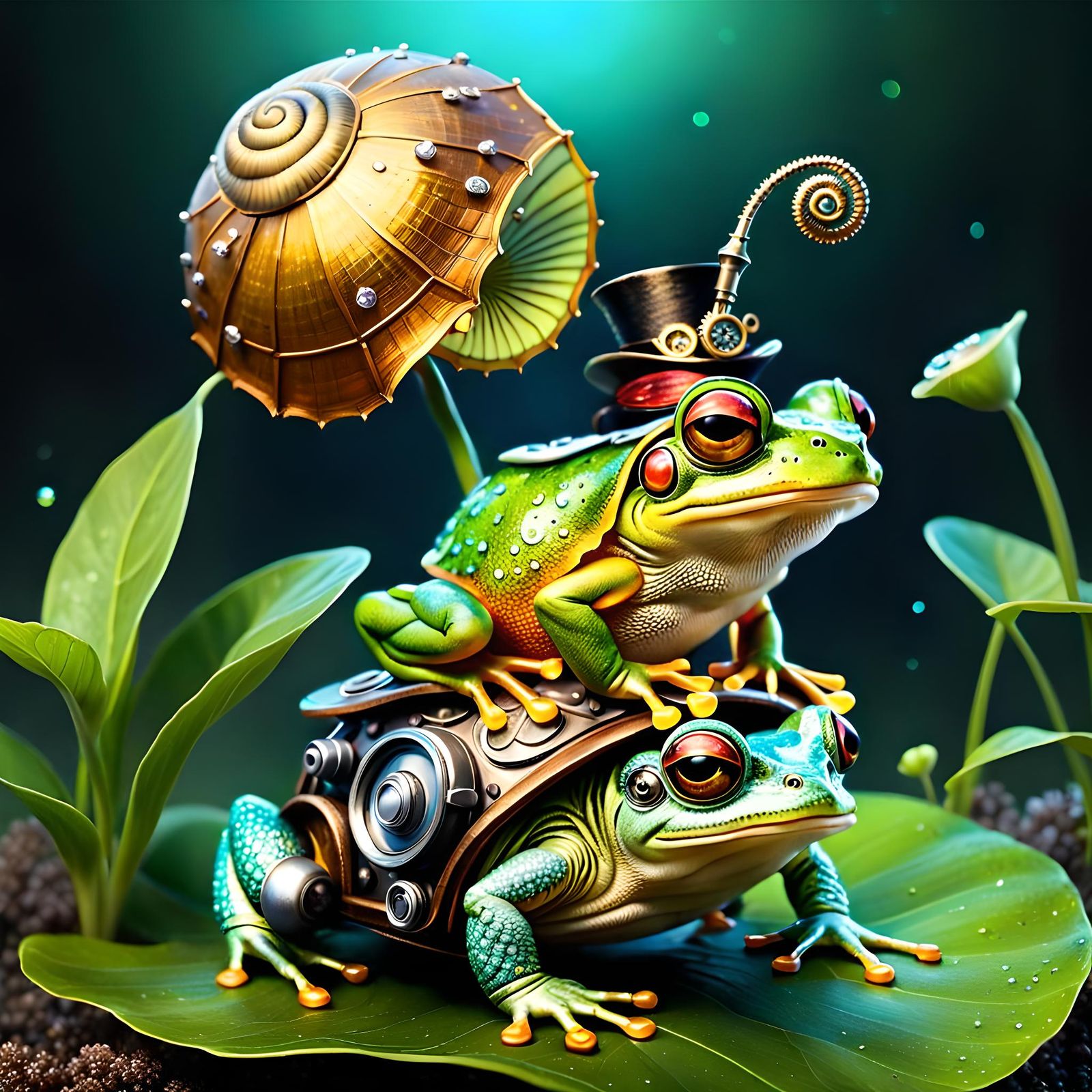 steampunk-A steampunk frog-toad - AI Generated Artwork - NightCafe Creator