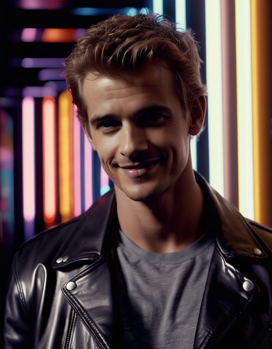 Colorful portrait of handsome actor Hayden Christensen.