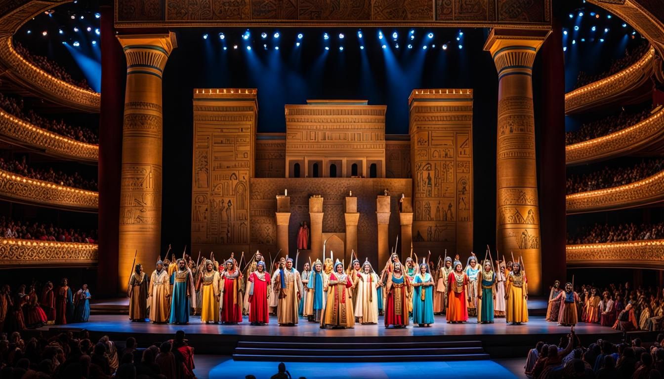 Opera Aida by Giuseppe Verdi in a grandiose staging with very colorful ...