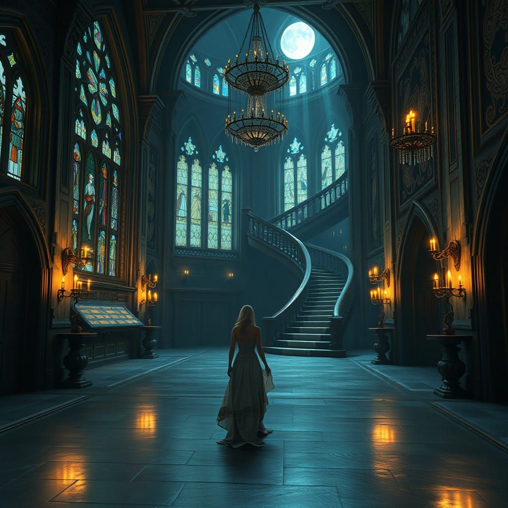 Ethereal Castle Scene in Whimsical Style - AI Art