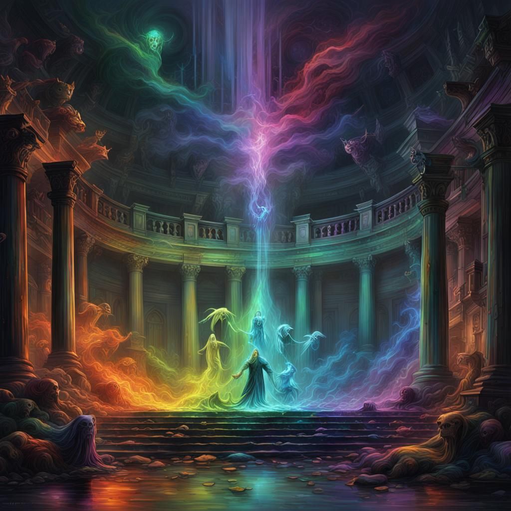 Spectral ghosts dancing in an abandoned theatre - AI Generated Artwork ...