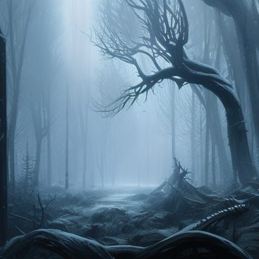 horror forest snowy a masterpiece, 8k resolution, dark fantasy concept ...