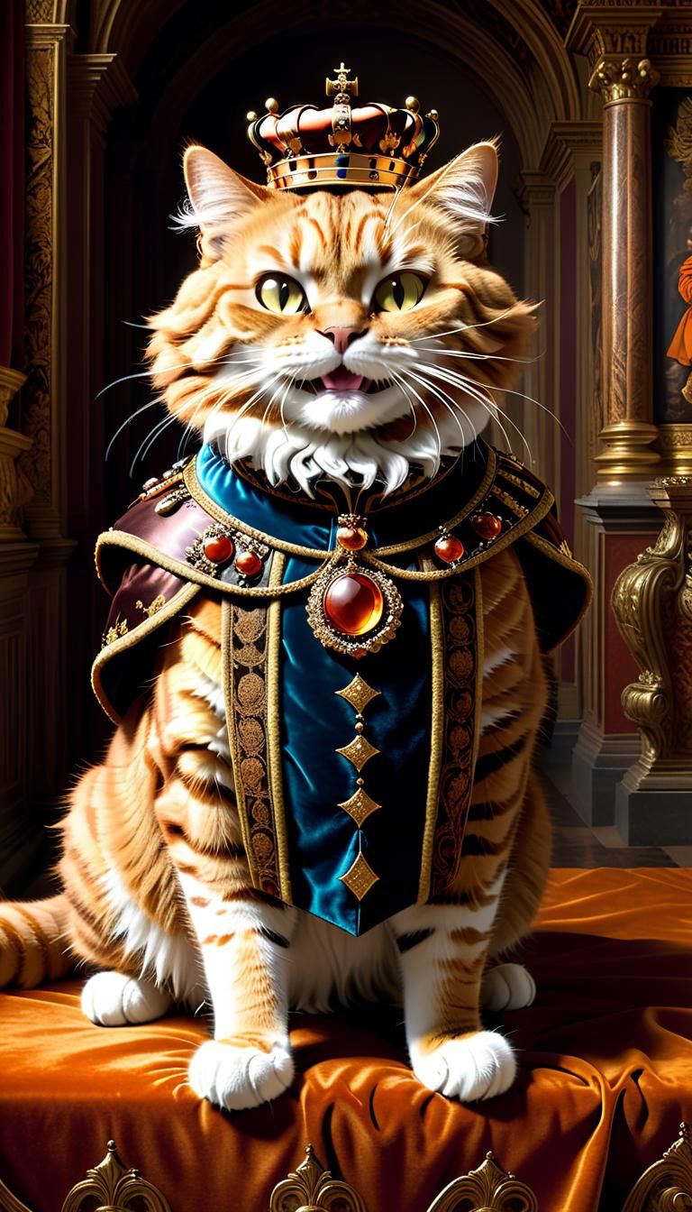 Royal Cat, Garfield king - AI Generated Artwork - NightCafe Creator