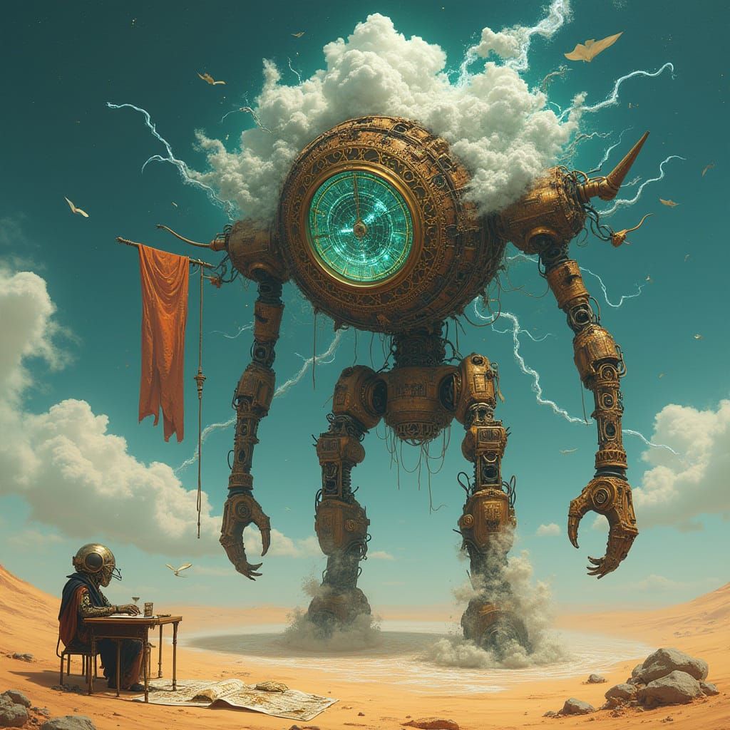 Clockwork Guardian in Steampunk-Afrofuturism Aesth... - AI Art