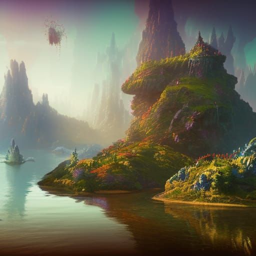 3d floating islands Jaffery lives here - AI Generated Artwork ...