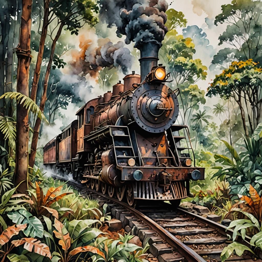 Jungle Train - AI Generated Artwork - NightCafe Creator