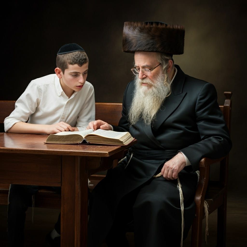 A realistic photograph of a pleasant and handsome Haredi Jewish rabbi ...