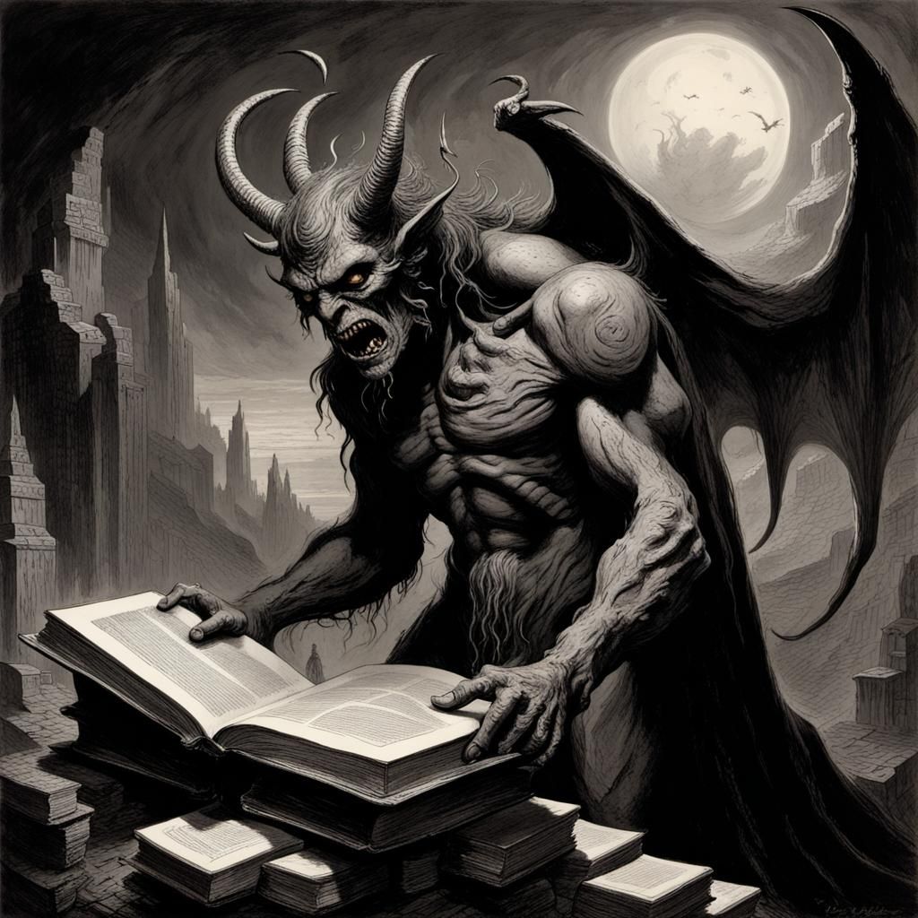 Gargoyle reading - AI Generated Artwork - NightCafe Creator