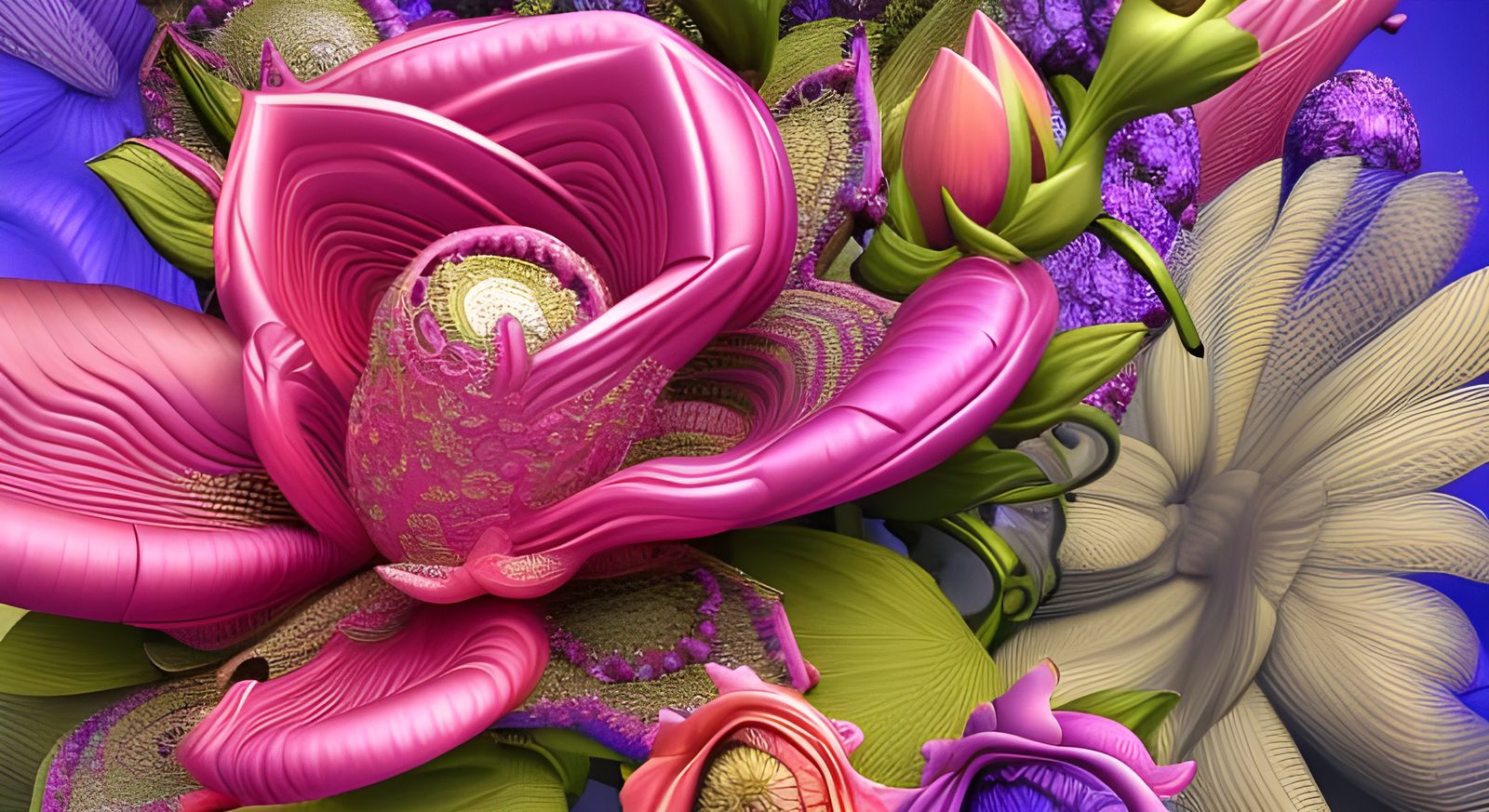 Fancy Victorian Exotic Flowers - AI Generated Artwork - NightCafe Creator