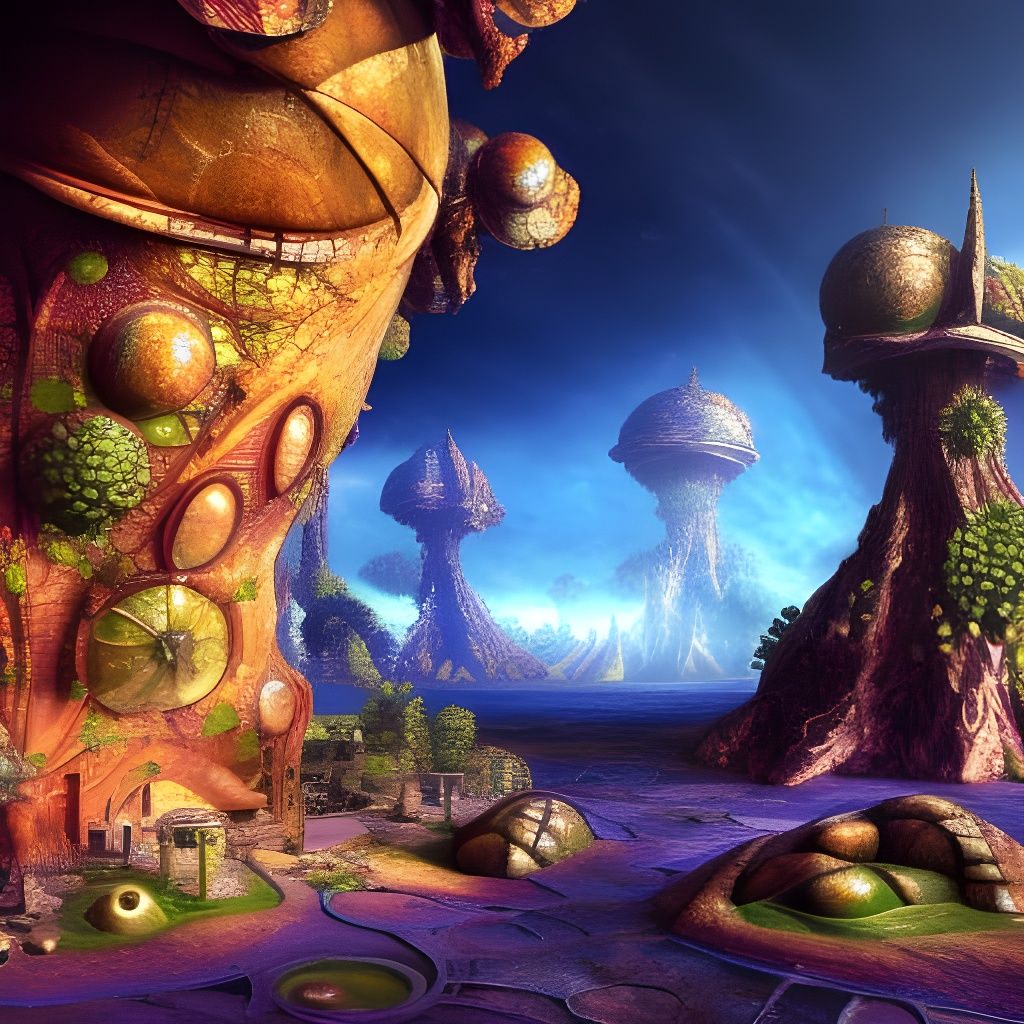Alien village - AI Generated Artwork - NightCafe Creator