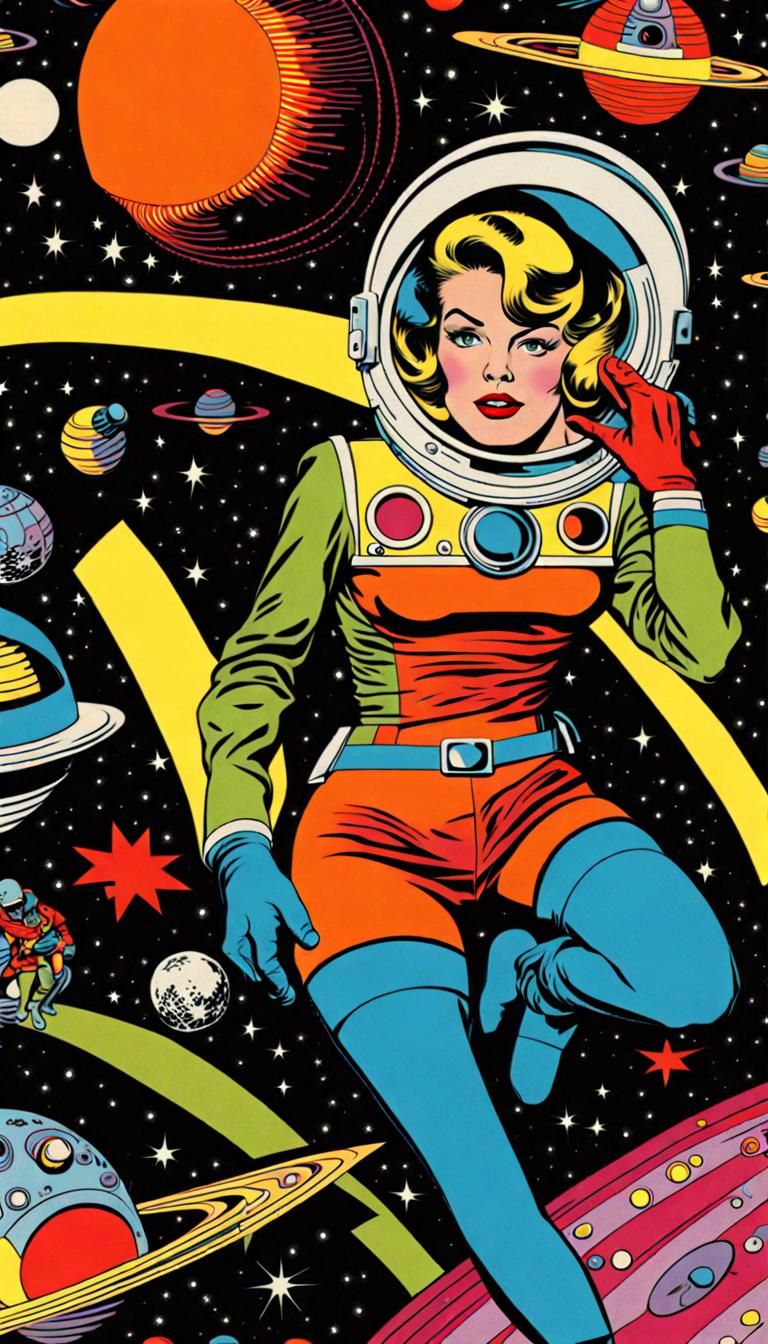 Jack Kirby women in space high definition pattern galaxy bright colors ...