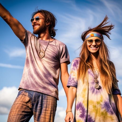 hippies in tye dye celebrating peace and love - AI Generated Artwork ...