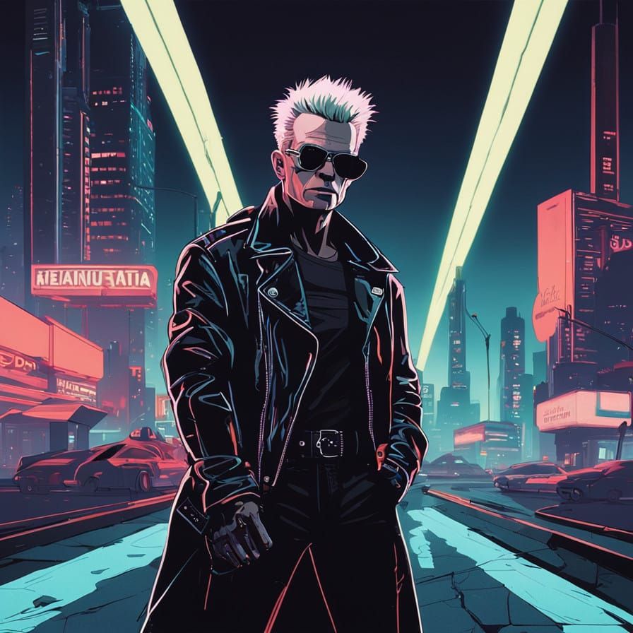 Synthwave Billy Idol - Cyberpunk Billy Idol in Neon Dystopia