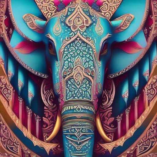 Blue Hindu Elephants 🐘 SD2.1 - AI Generated Artwork - NightCafe Creator