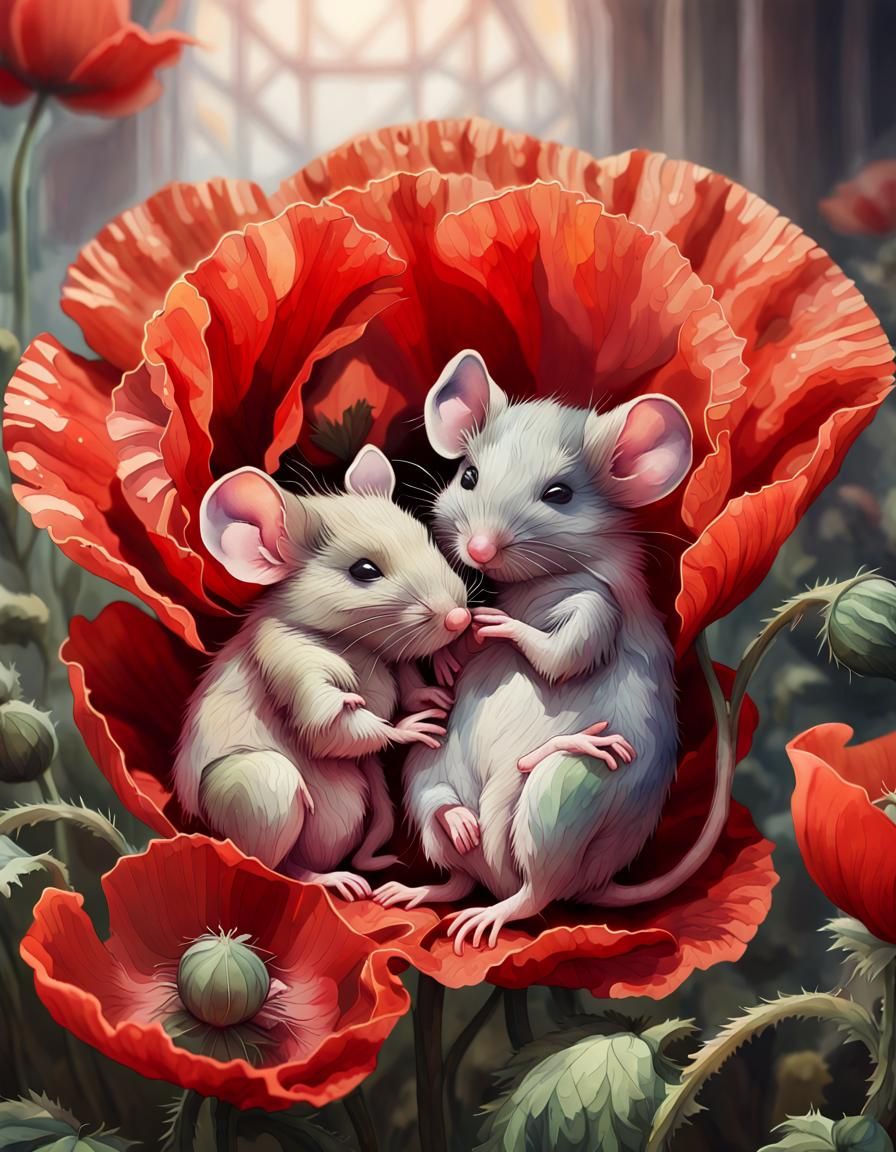 Poppy mice - AI Generated Artwork - NightCafe Creator