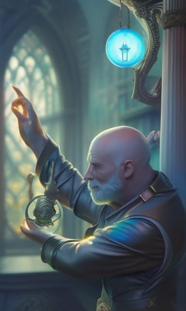 Fantasy realism, ultra-realism, ultra-realistic, wizard Merlin the ...