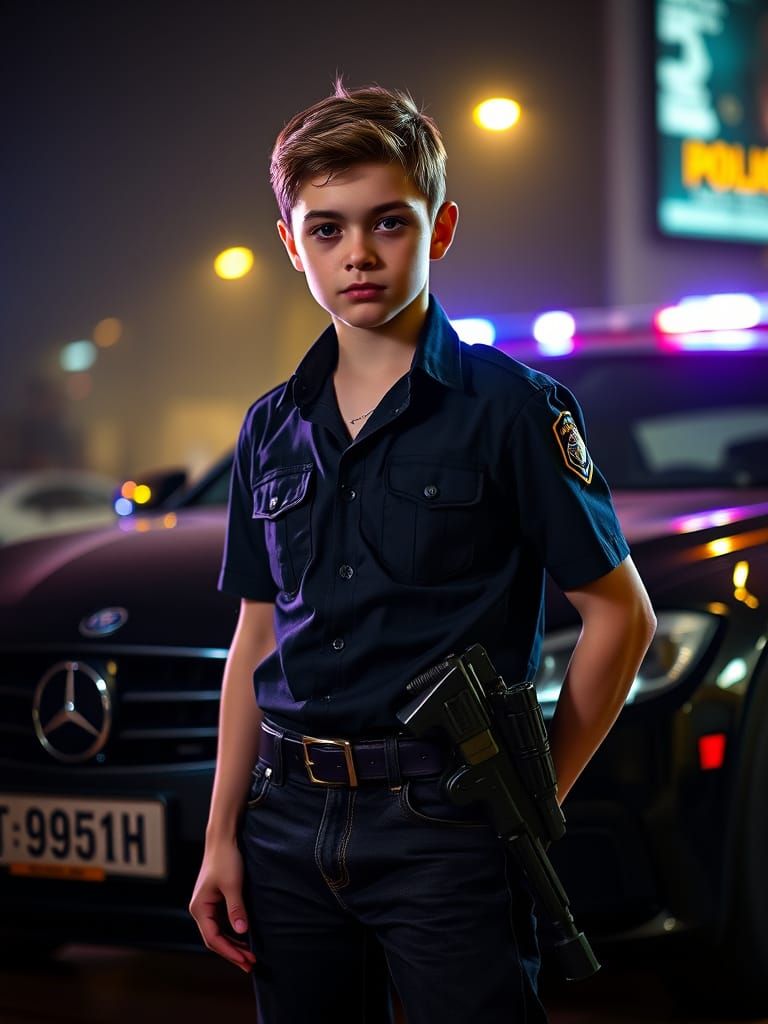 Confident Young Cop in Hyper-Realistic Police Port... - AI Art