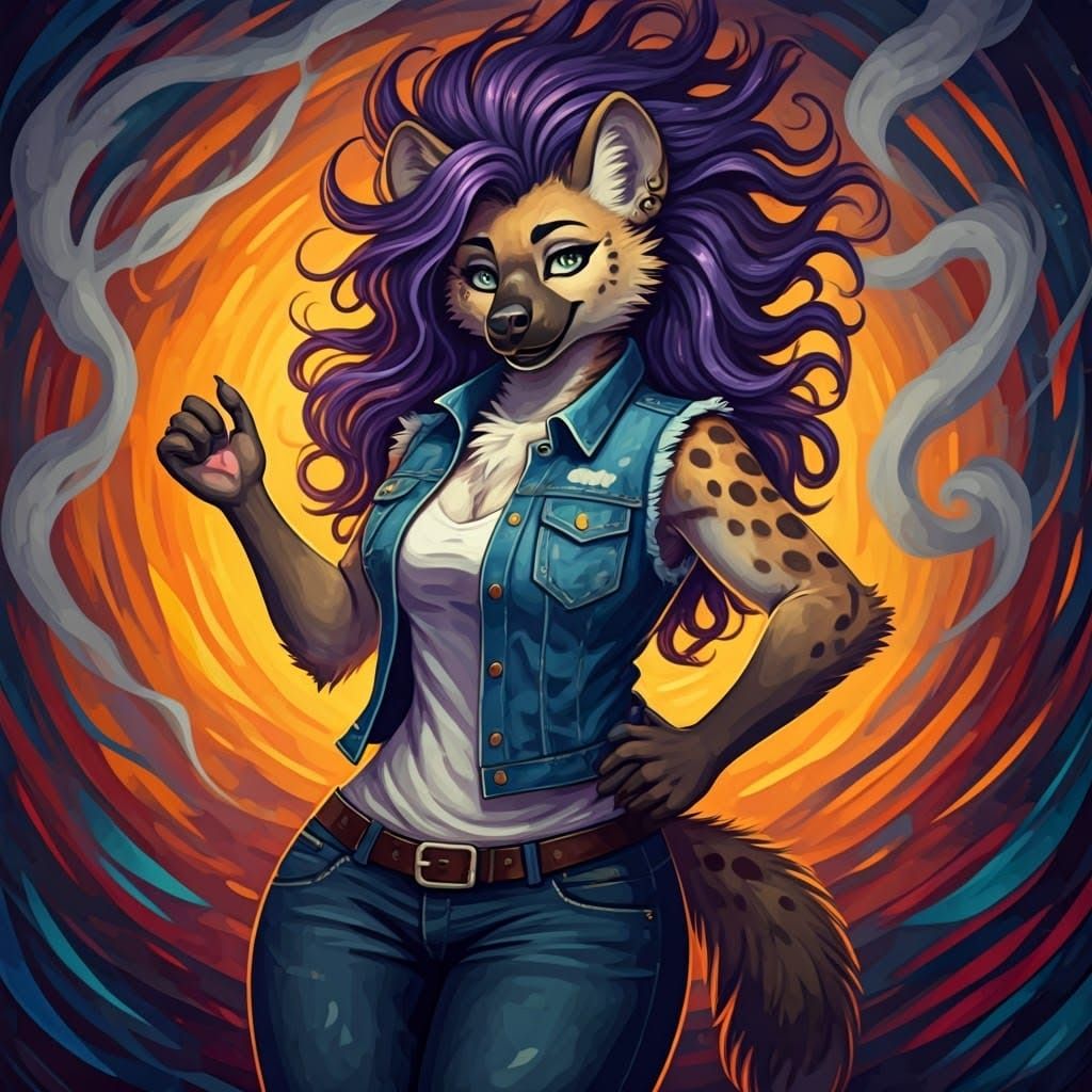 Hip - Expressive Furry She-Hyena in a Smoky Dive-Bar