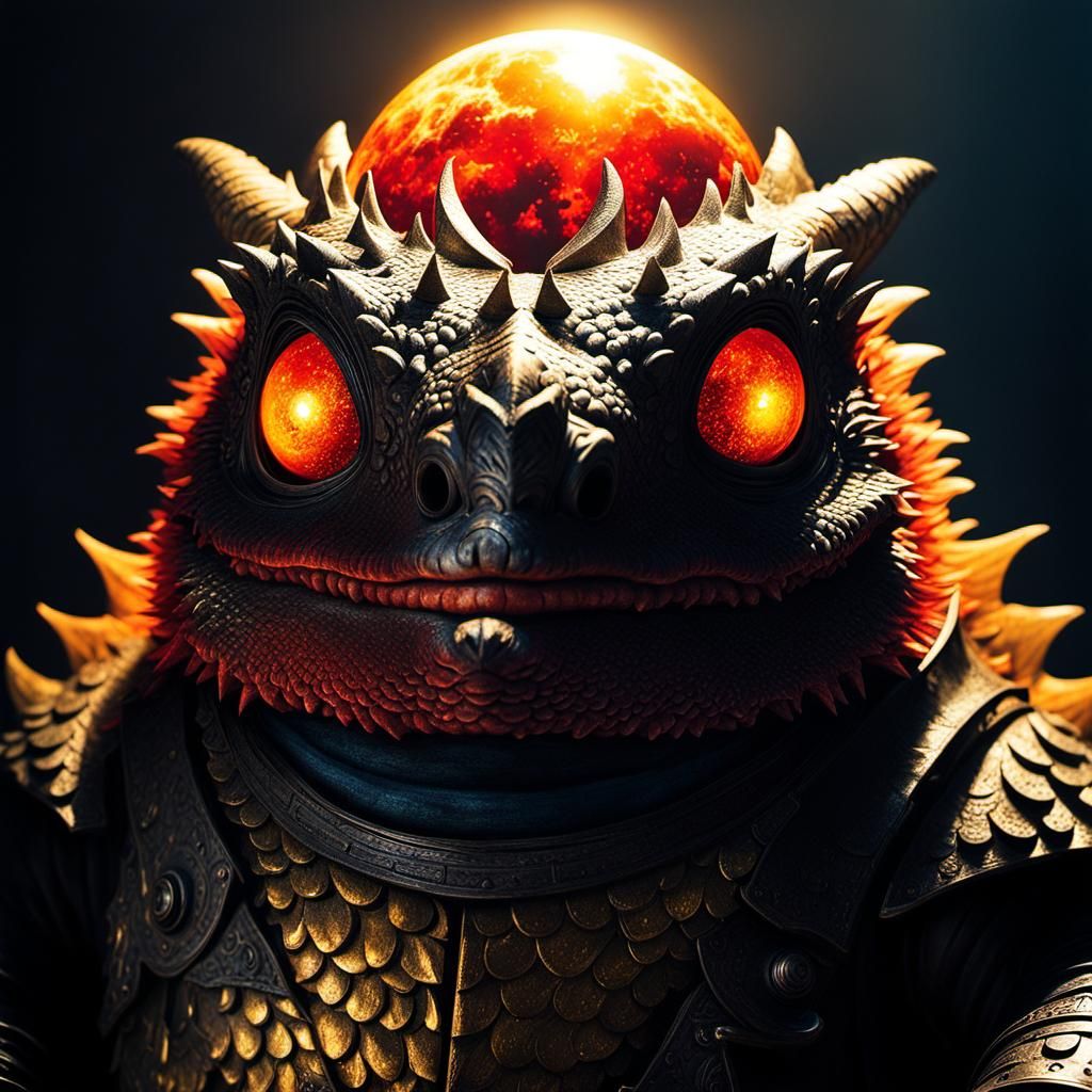 RAW Close-Up photo Microportrait: "Cute Dwarf Bloody Meat Obese Dragon ...