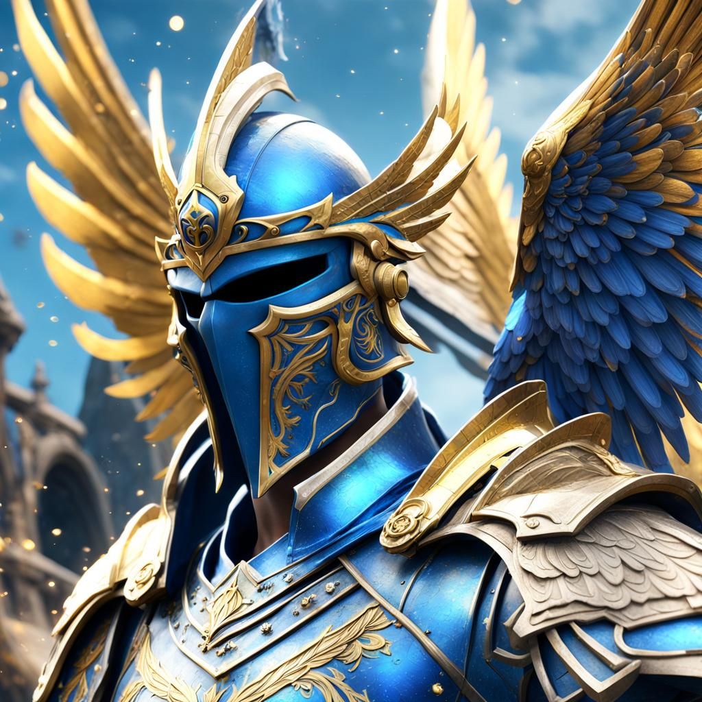 Blue angel warrior - AI Generated Artwork - NightCafe Creator