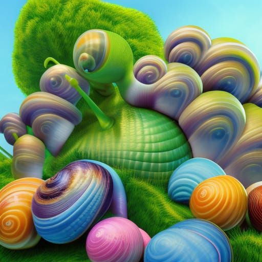 Garden snails, in a marathon, wearing numbers, 8k resolution, a ...
