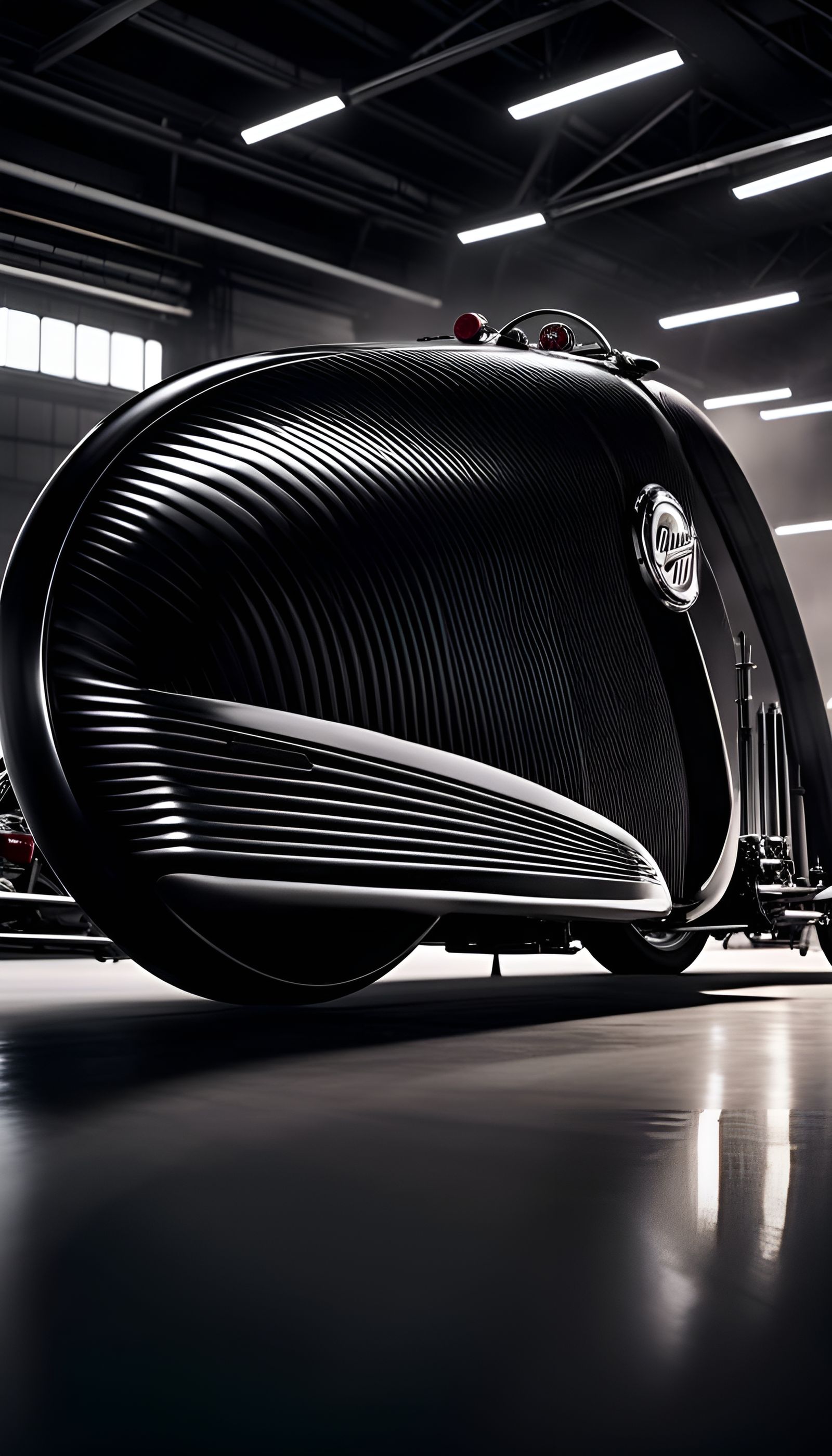 Wide angle shot of a Streamliner Indian Motorcycle set up to race at ...