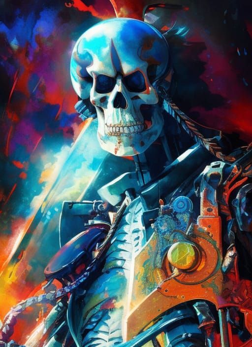 Badass Skeleton Hard Rocker - AI Generated Artwork - NightCafe Creator