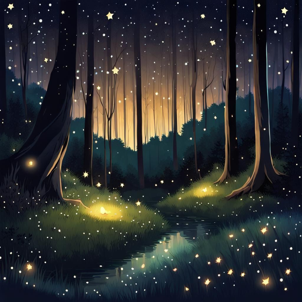 Bioluminescence A forest glade - Bioluminescent Forest Glade...