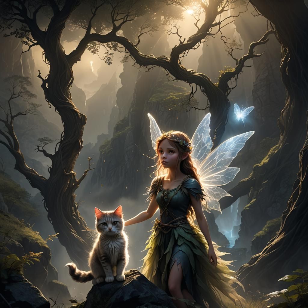 A captivating 3D rendered illustration of a young fairy, her eyes ...